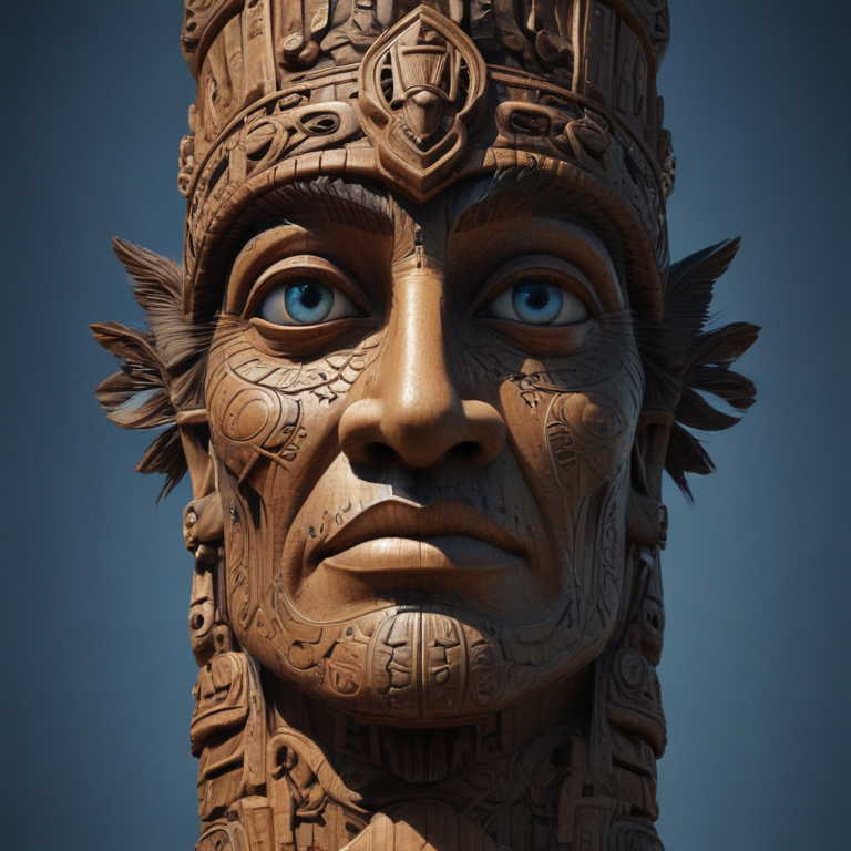 Intricately Carved Stone Statue Depicting a Powerful Figure with ...