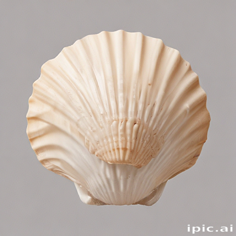 Beautifully Detailed Scallop Shell Showcasing Natural Patterns and Textures