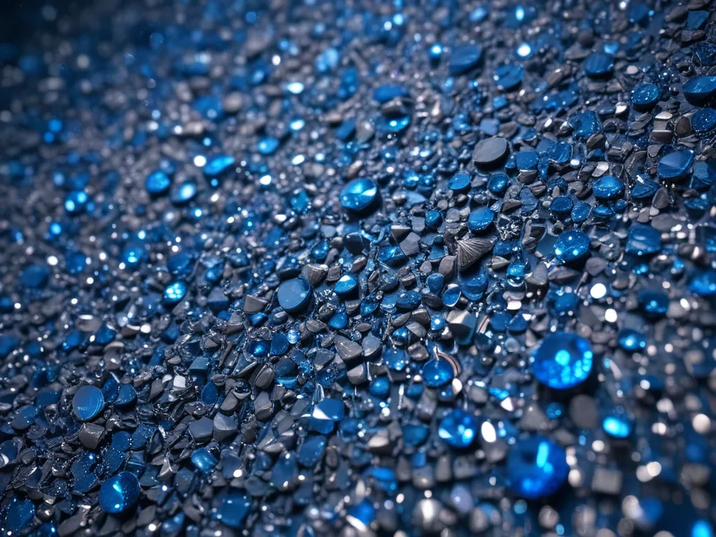 An Abstract Close-Up of Shimmering Blue Gems and Glittering Textures