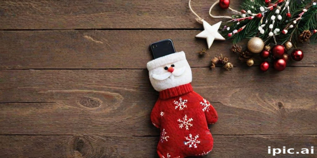 Festive Santa Claus Phone Holder Surrounded by Christmas Decorations ...