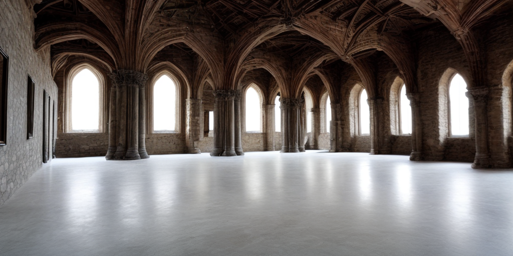 An empty medieval museum room.