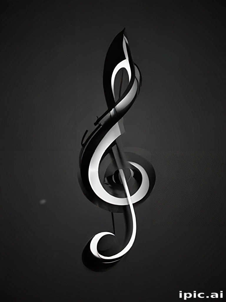 Elegant Treble Clef Design on a Dark Background with Glossy Finish