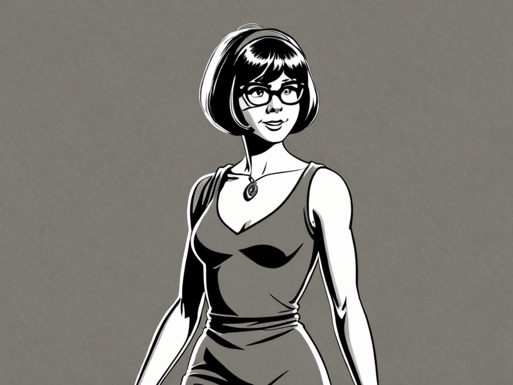 Velma Dinkley fron cartoon Scooby-Doo line art
