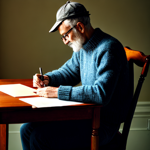 Picture of a man writing a letter