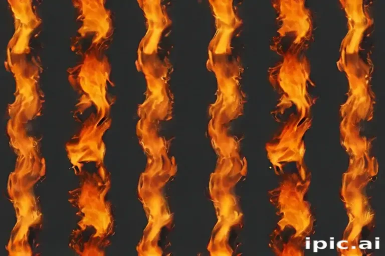 Vibrant Flames Dancing in Vertical Patterns Against a Dark Background
