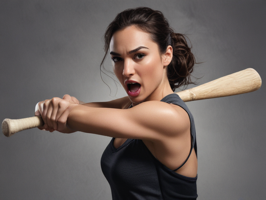 Gal gadot head blowing baseball bat
