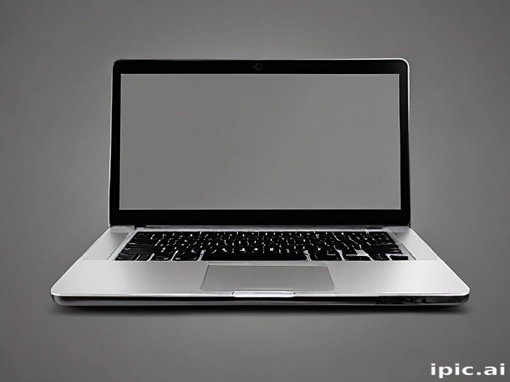 Modern Laptop on a Smooth Grey Background with a Blank Screen