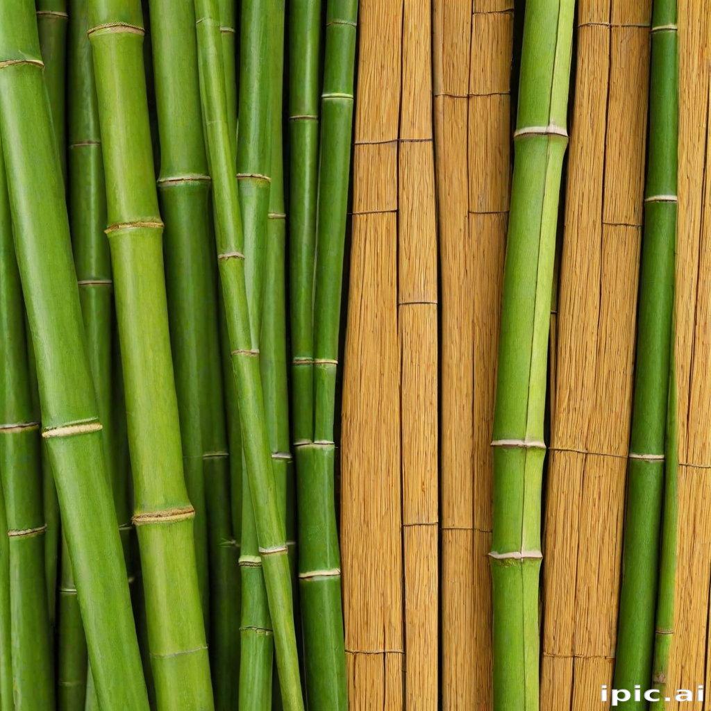 Bamboo Stalks Next to Wooden Panels Creating a Natural Textured Contrast