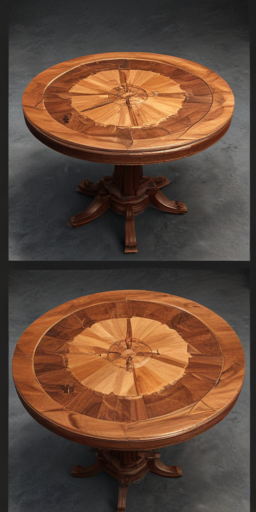 Exquisite Handcrafted Round Wooden Table with Intricate Inlaid Design ...