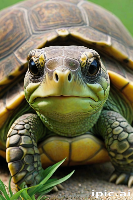 A Close-Up Portrait of a Majestic Turtle in Its Natural Habitat