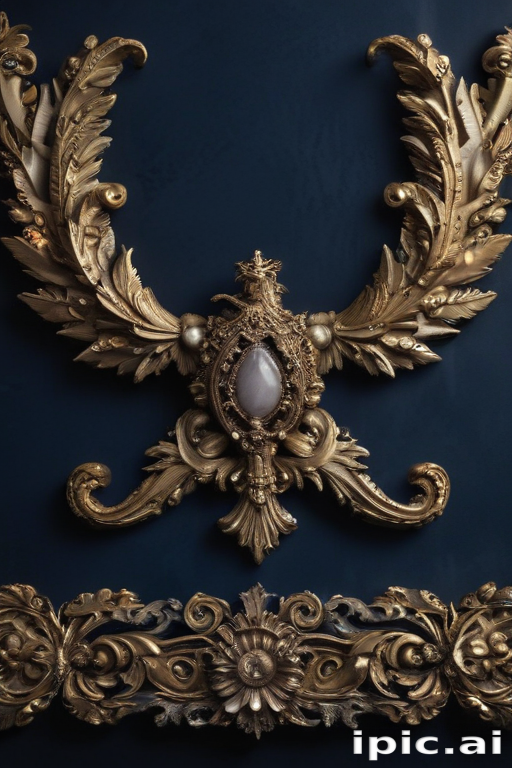 Intricate Golden Ornate Design with Elegant Leaf Patterns and Central ...