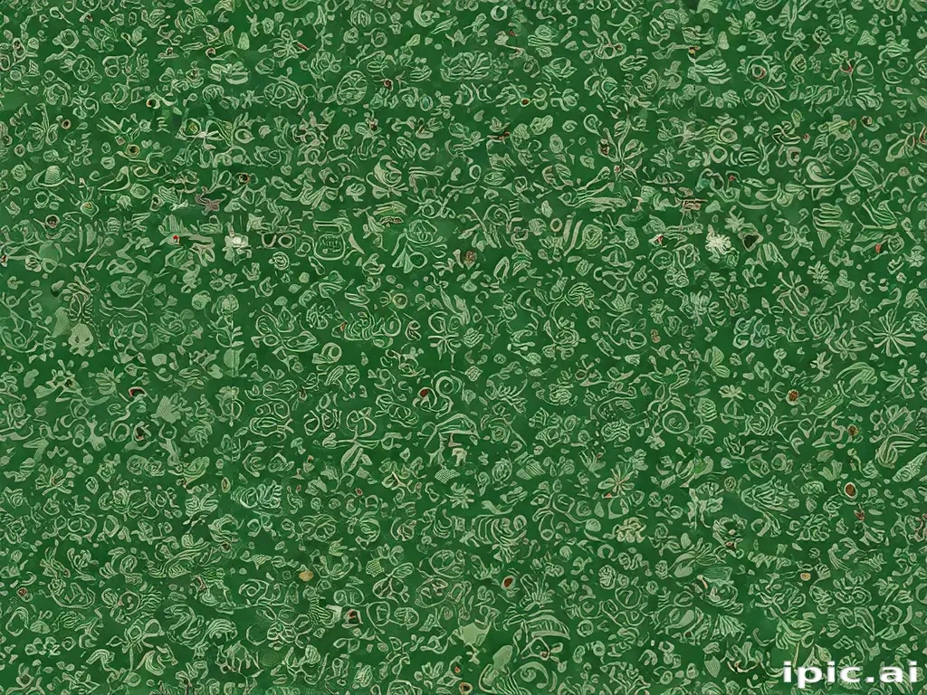 A Vibrant Green Collage Featuring Various Intricate Nature-Themed ...