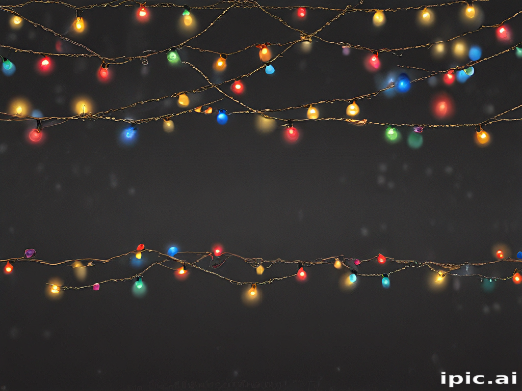 Colorful String Lights Twinkling Against a Dark Background for Festive ...