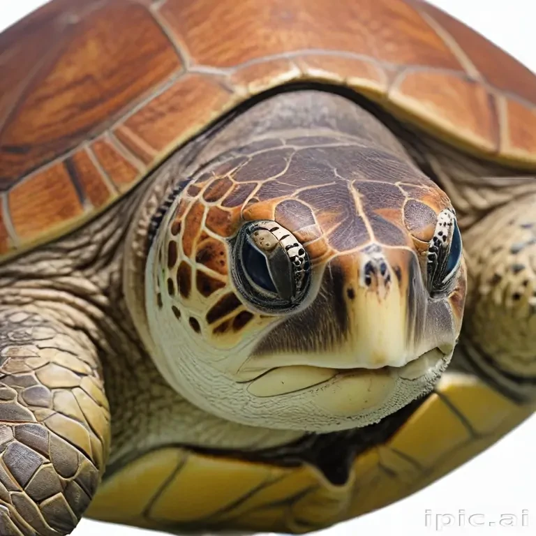 Close-Up of a Beautiful Sea Turtle with Intricate Shell Patterns and ...