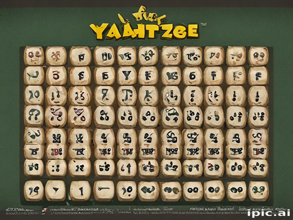 Colorful Yahtzee Dice Symbols Displayed in a Grid Format for Easy Reference