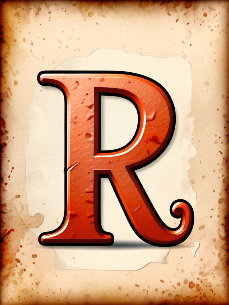 Artistic Representation of the Letter 'R' on a Vintage Background