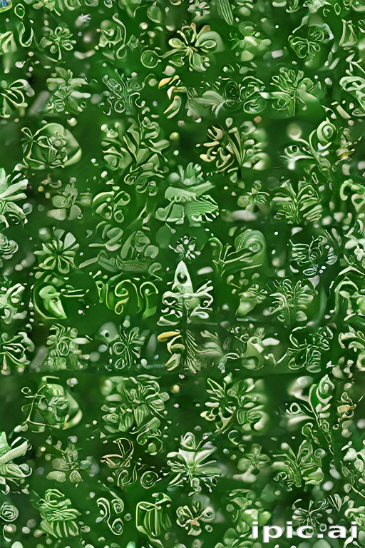 Abstract Green Botanical Patterns Featuring Intricate Leaf and Plant ...