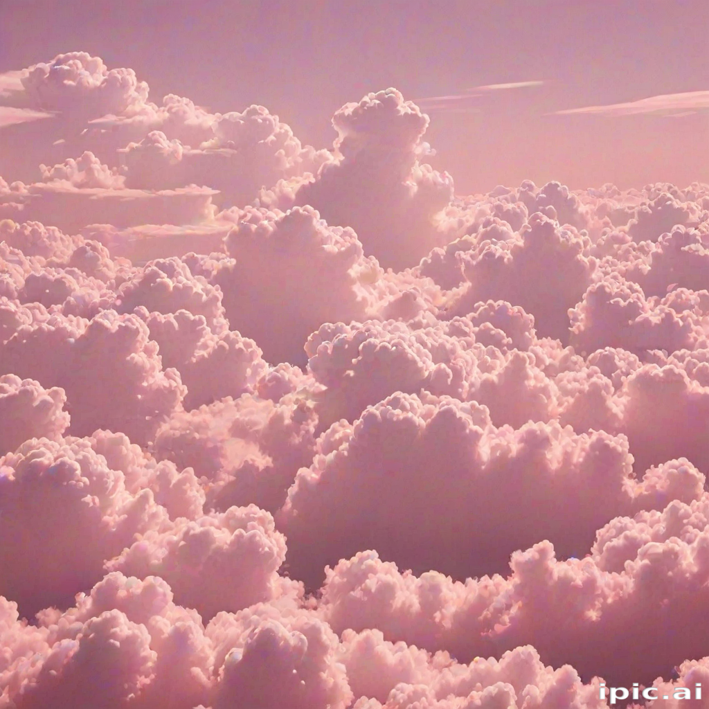 Dreamy Pink Clouds Blanketing the Sky at Dusk, Bathed in Soft Light