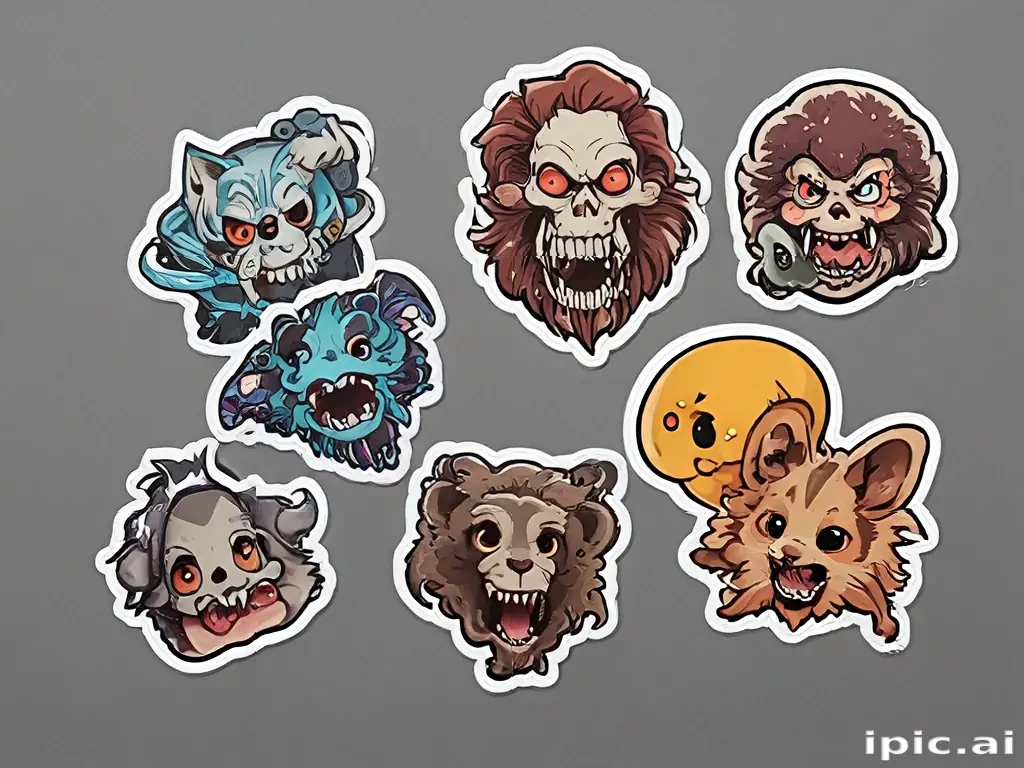 Colorful and Quirky Stickers Featuring Cartoonish Monsters and Adorable ...