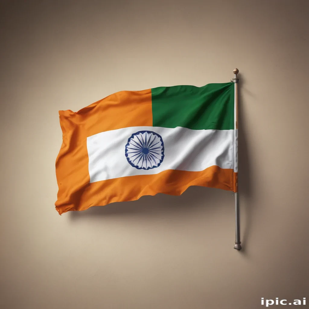 Vibrant Representation of India’s National Flag Waves Against a Neutral ...