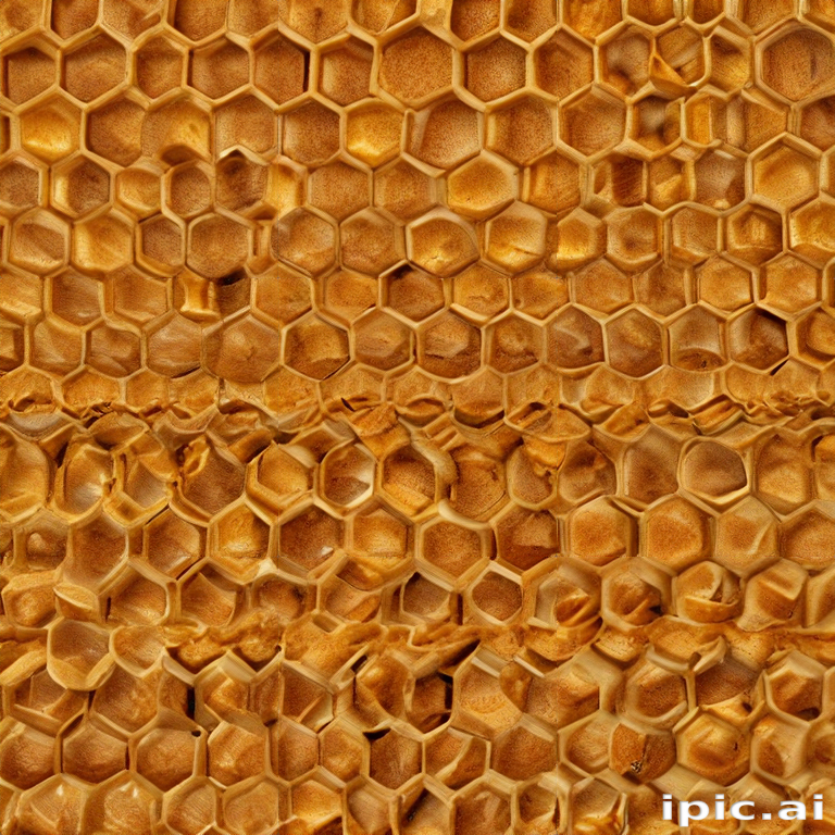 Close-Up View of Intricate Honeycomb Structure Created by Bees in Nature