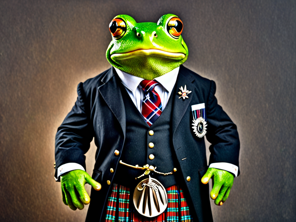 A PHD frog in a kilt