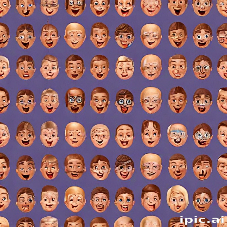 A Colorful Collage of Diverse Cartoonish Faces Expressing Various ...