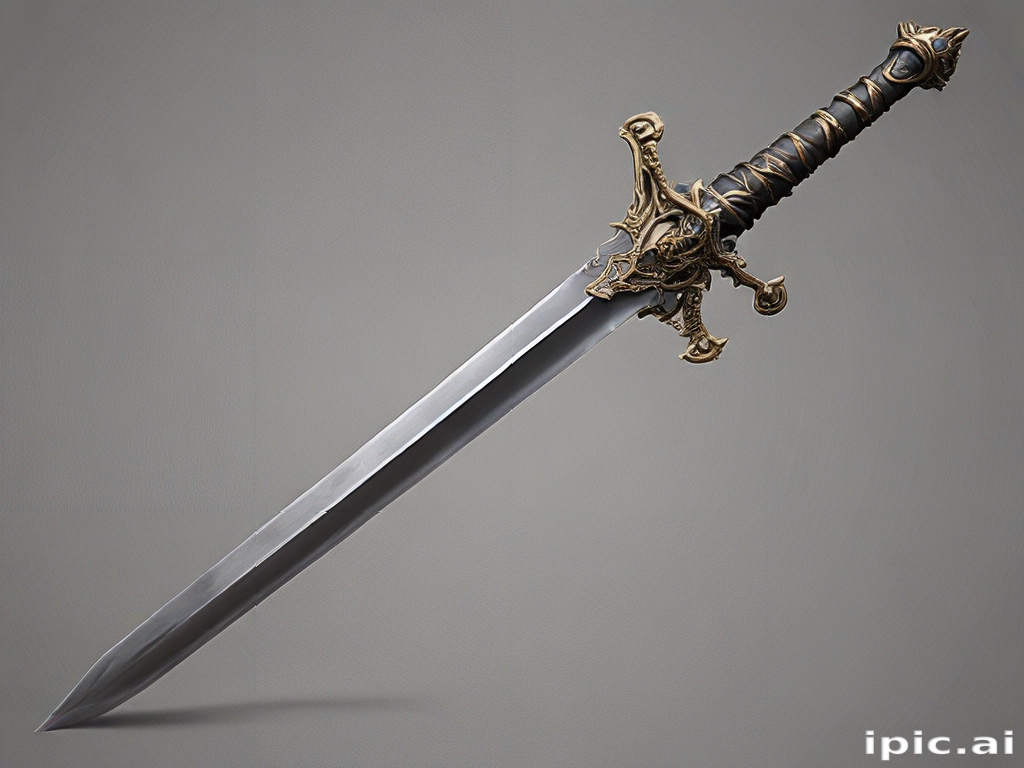 A Magnificent Sword with Intricate Designs and a Sturdy Handle.