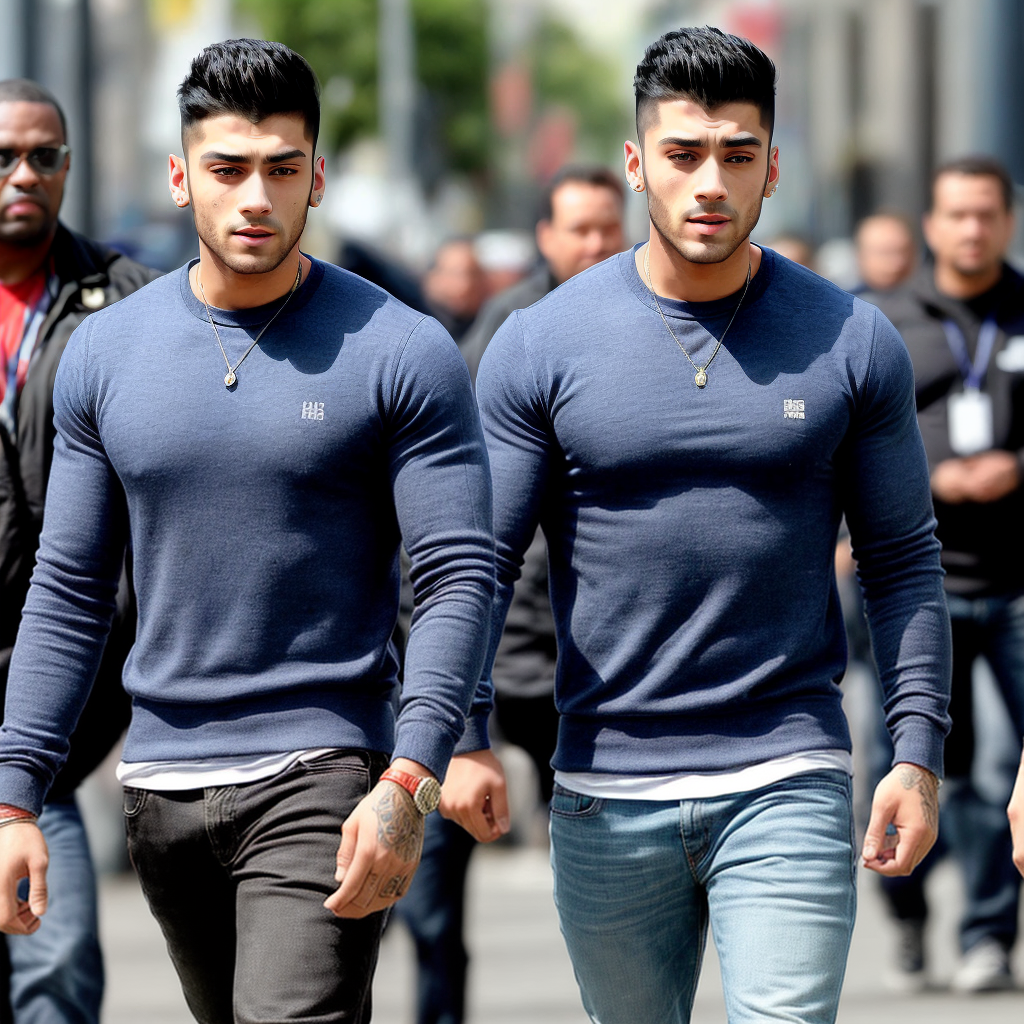 zayn malik having Arnold Schwarzenegger's muscle on his body
