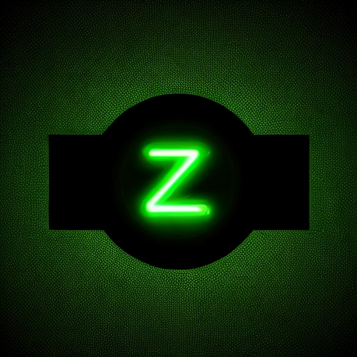 the name Zonia glowing green with a black background.