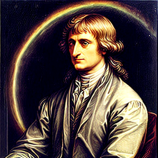 Create for me a picture of Isaac Newton on one side of which a white ...