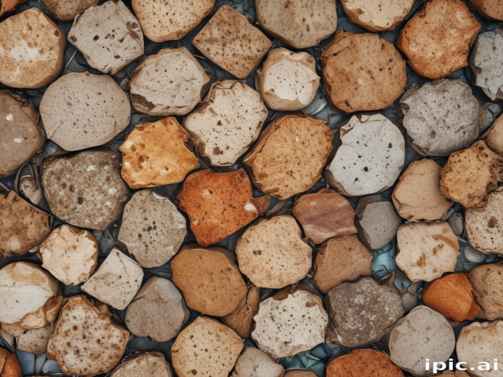 A Diverse Collection of Naturally Shaped Stones Arranged in a Pattern