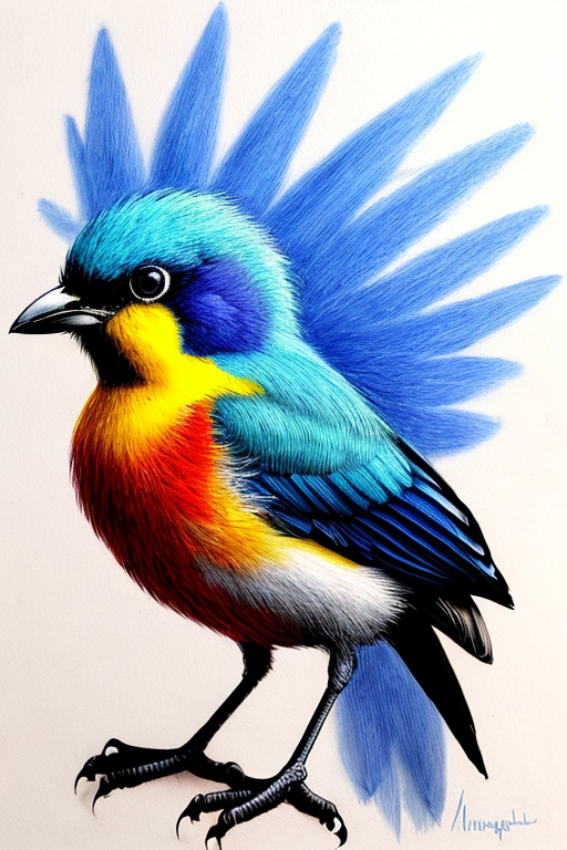 White bird with blue crested, anime style bird