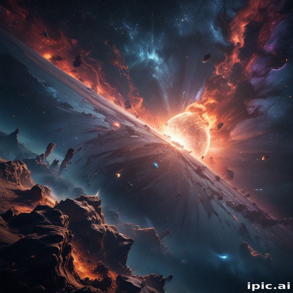 Stunning Cosmic Landscape Showcasing a Celestial Explosion in Deep Space