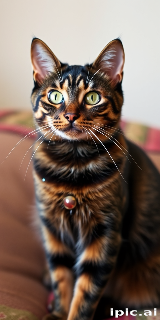 Charming and Playful Bengal Cat with Striking Green Eyes at Home