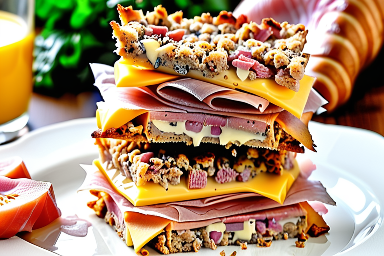 Deliciously Layered Ham and Cheese Sandwich with Crunchy Crust and ...