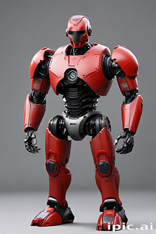 Futuristic Red Robot Standing Proudly in a Sleek Modern Environment