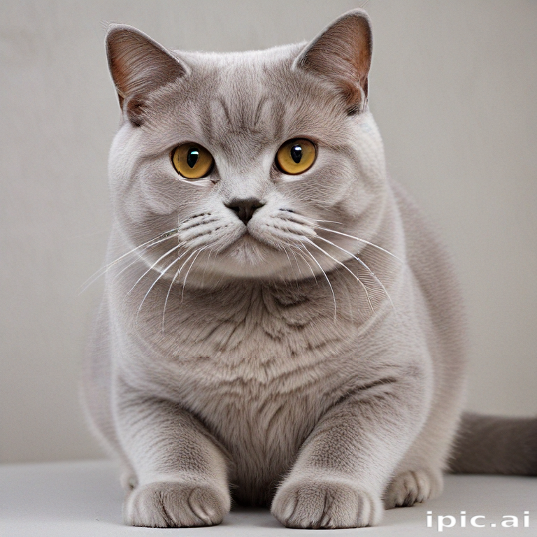 Charming Gray Cat with Striking Yellow Eyes Poses Elegantly for the Camera