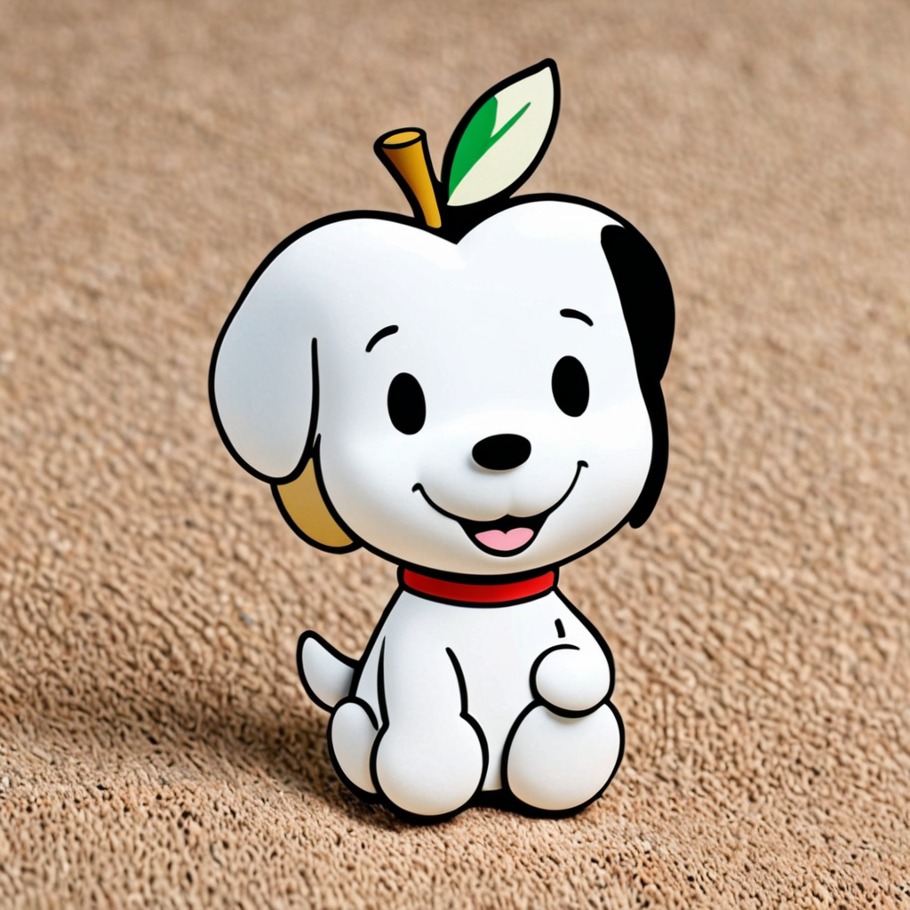 Incorporate Snoopy into the iconic Apple logo, giving it a playful and ...