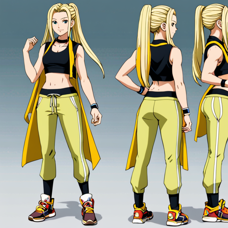 rikku. Full body. front and back. White. blonde mid-long hair dreads ...