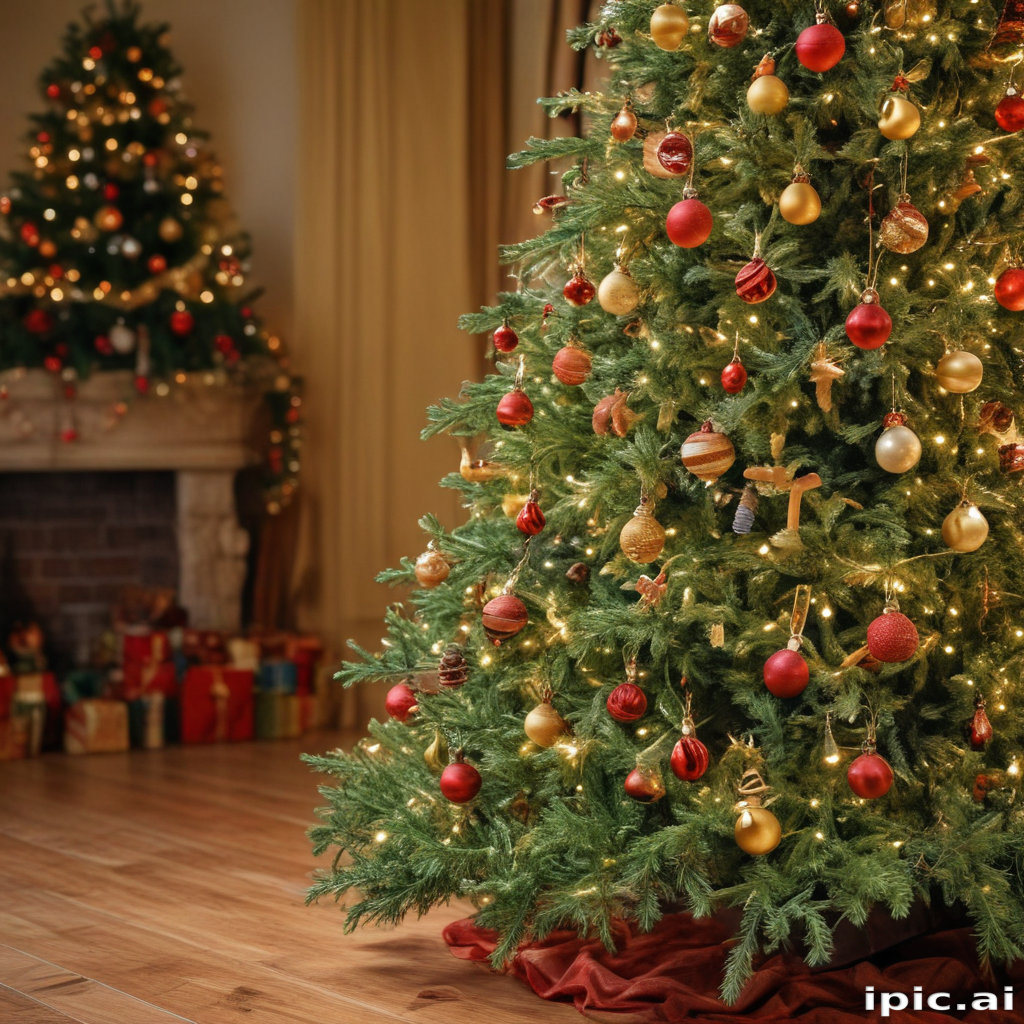 Festively Decorated Christmas Tree Adorned with Ornaments and Lights