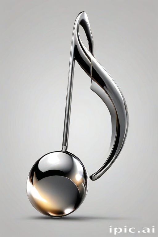 Shiny Metallic Musical Note Symbolizing the Beauty of Sound and Music