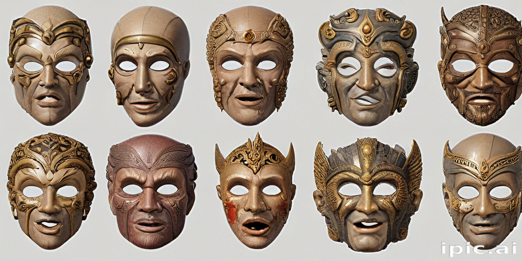 Collection of Intricate Masks Displaying Diverse Facial Expressions and ...