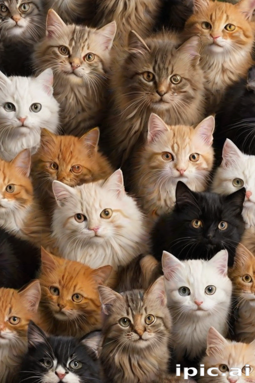 A Colorful Gathering of Cats: Feline Faces in Perfect Harmony