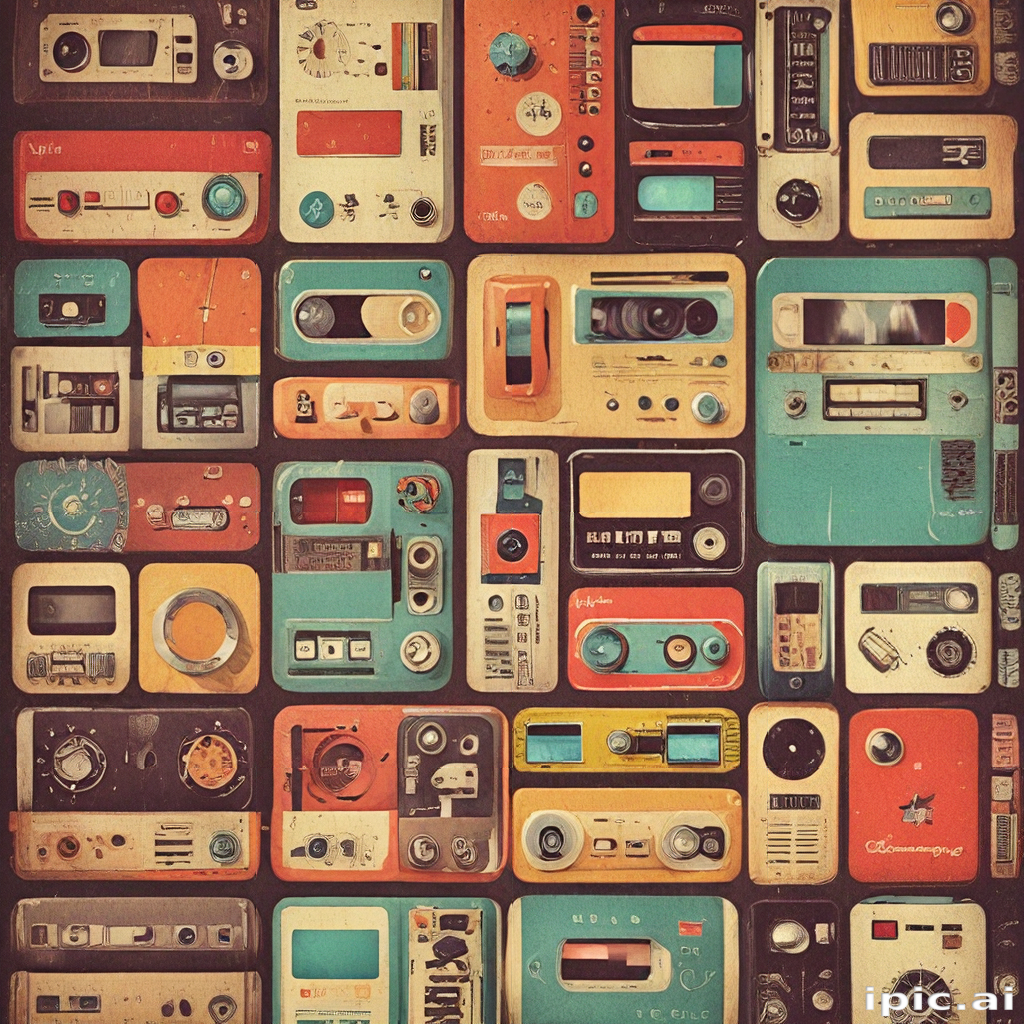 Colorful Collection of Vintage Radios and Audio Devices from the Past