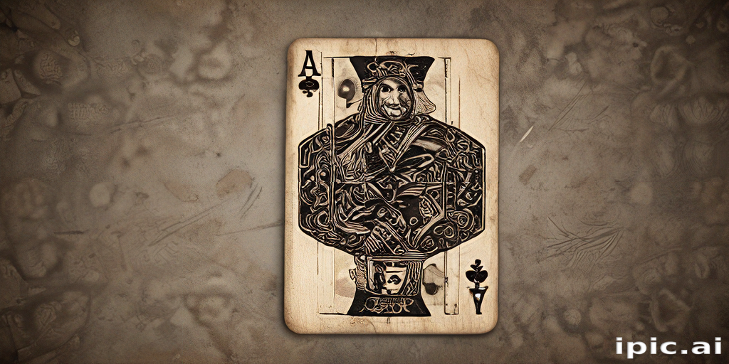 Intricate Artistic Design of an Ace Playing Card with Royal Imagery