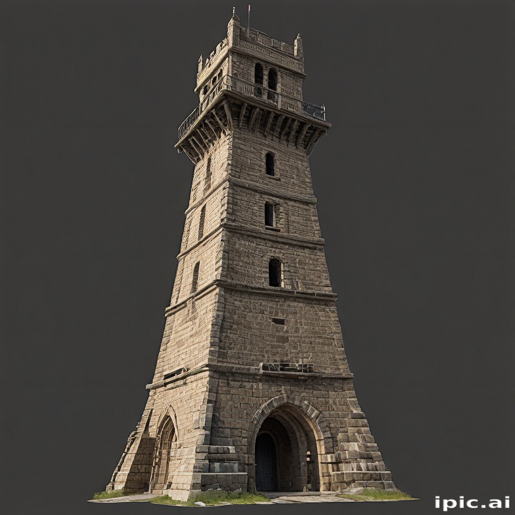 Majestic Stone Tower Standing Tall Against a Dark Background at Dusk