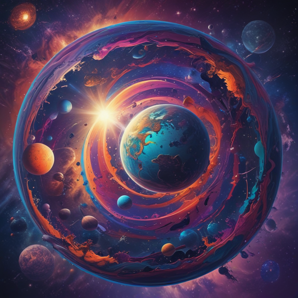 present psychedelic universe and its planets beautifully