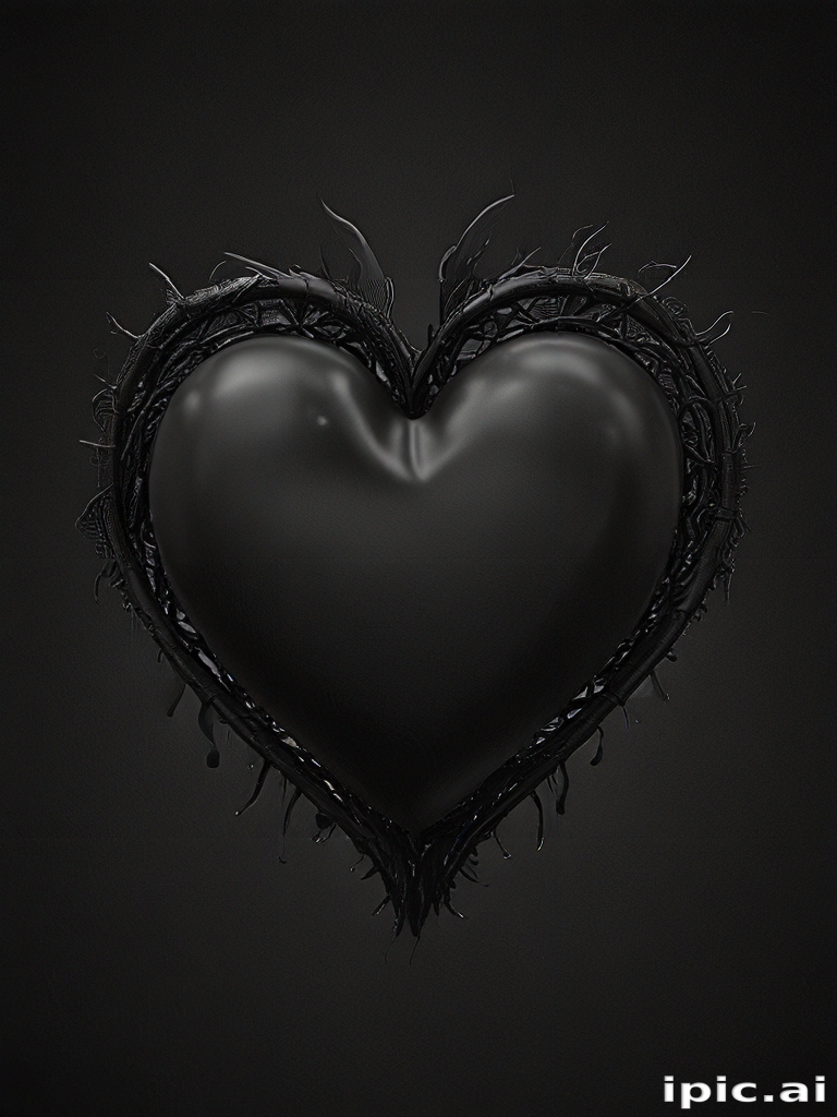 A Dark and Intricate Heart Design Set Against a Black Background