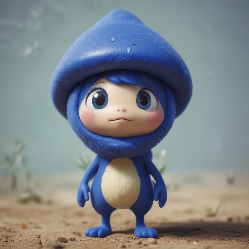 a blue pikmin realistic style